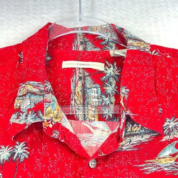 campia moda | Shirts | Vintage Campia Moda Mens Xl Red Hawaiian Shirt ...